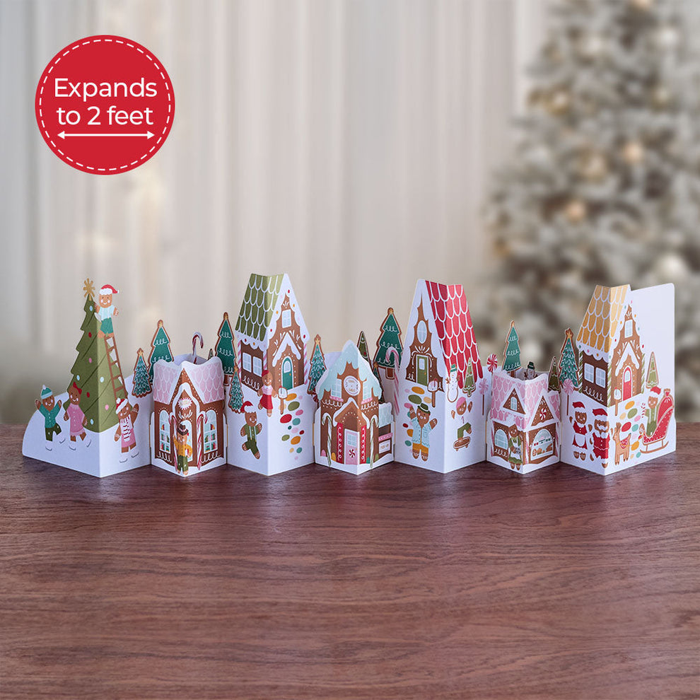 Holiday Gingerbread Village Loooooong Card™ (Expands to 2 feet) – Lovepop