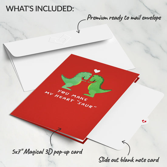 Funny Valentine's Day Card Dinosaur | You Make my Heart 'Saur' | Lovepop