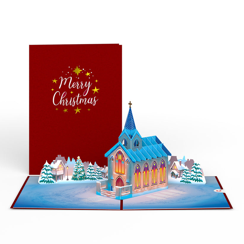 Chapel Christmas Card | Stained Glass Chapel Pop Up Card | Lovepop