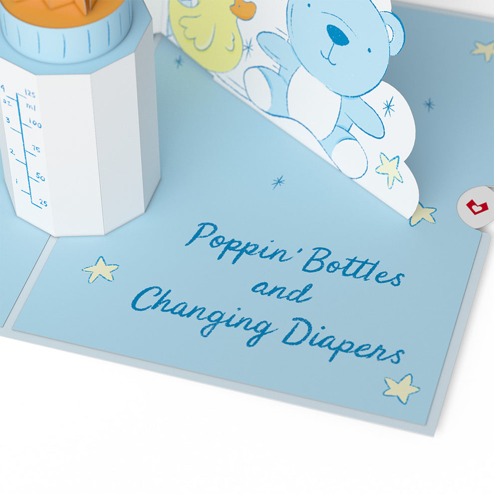 Poppin' Bottles and Changing Diapers New Baby Pop-Up Card – Lovepop