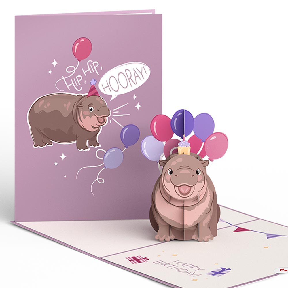 Baby Pygmy Hippo Birthday Pop-Up Card – Lovepop