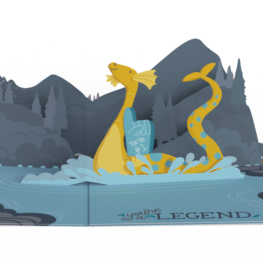 Dad You're a Legend Loch Ness Monster Birthday Pop-Up Card and Epic Re ...