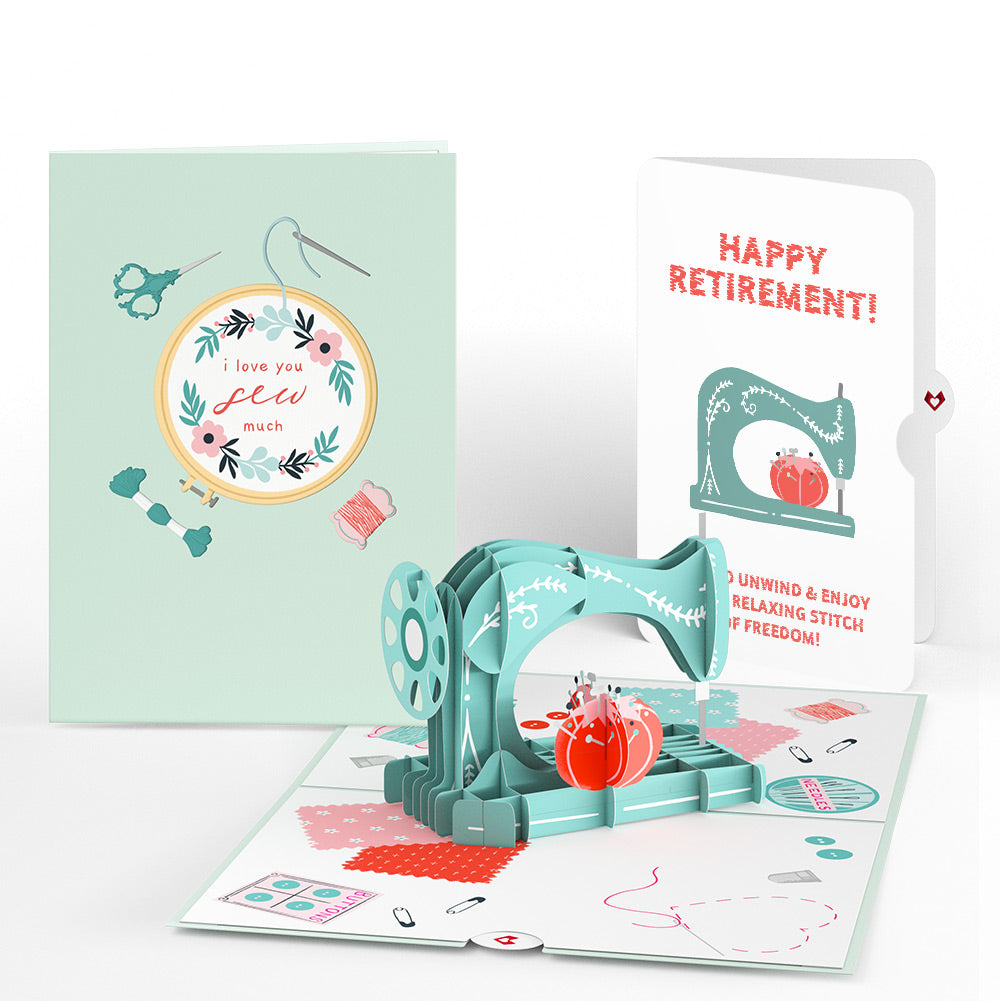 Love You Sew Much Retirement Pop-Up Card and Sentiment Set – Lovepop
