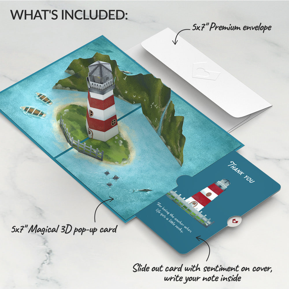 Coastal Lighthouse Thank You Pop-Up Card and Sentiment Set – Lovepop