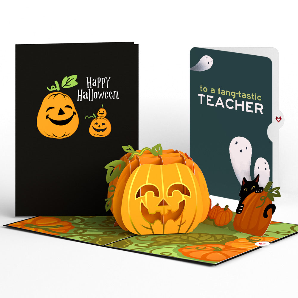 Happy Halloween Pumpkin Pop-Up Card and Sentiment Set for Teacher – Lovepop