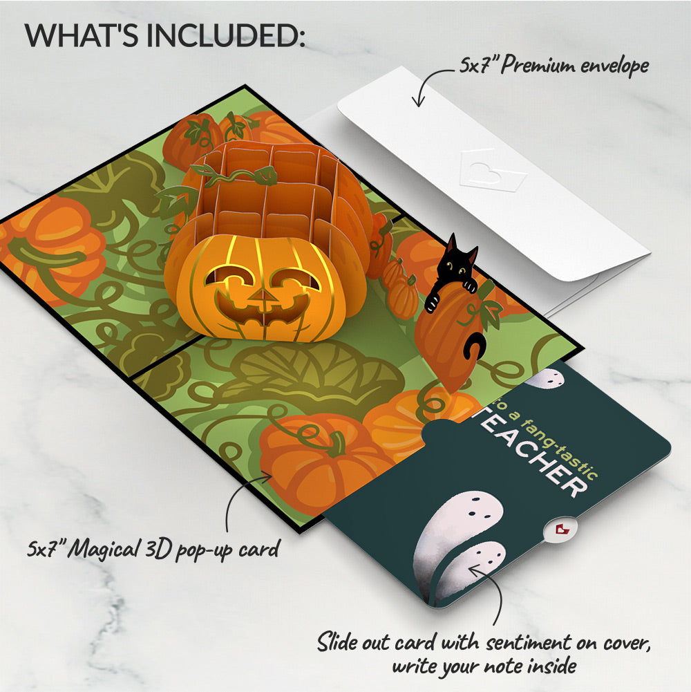 Happy Halloween Pumpkin Pop-Up Card and Sentiment Set for Teacher – Lovepop