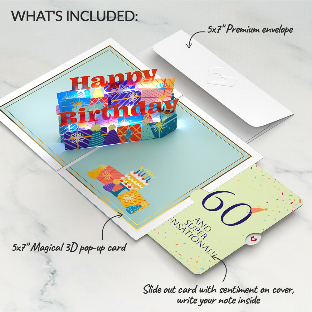 Wishing You a Happy 60th Birthday Music and Lights Pop-Up Card and Par ...