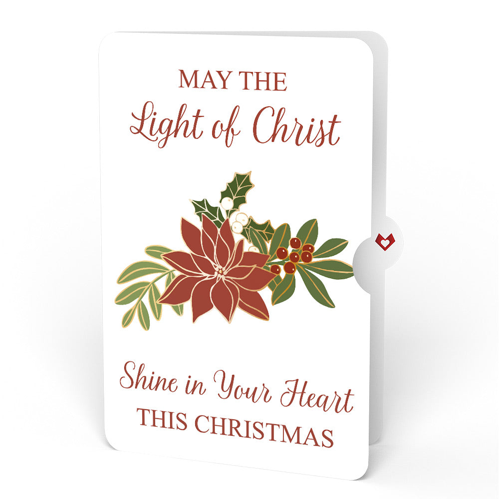 Christmas Poinsettia Bloom Pop-Up Card and Light of Christ Sentiment S ...