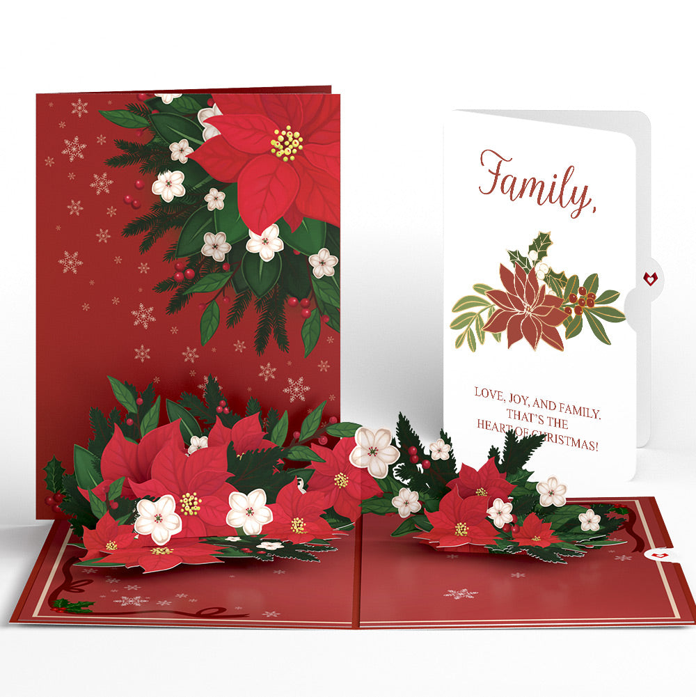 Poinsettia & Pine Pop-Up Card and Christmas Sentiment Set for Family ...