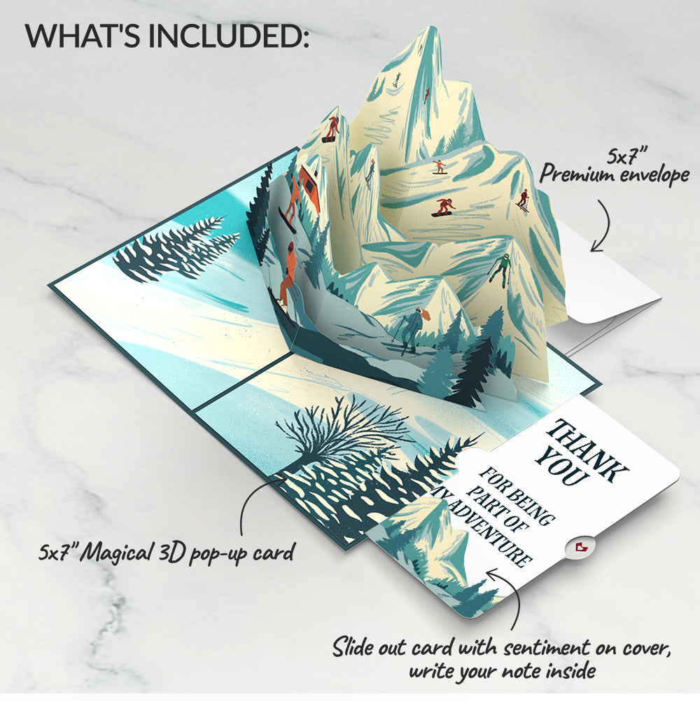 Mountain Snowboard Adventure Thank You Pop-Up Card and Sentiment Set ...