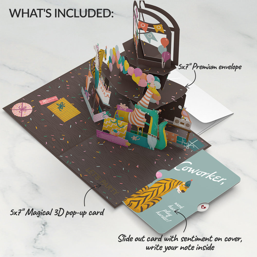 Party Animals Birthday Pop-Up Card and Sentiment Set for Co-worker ...