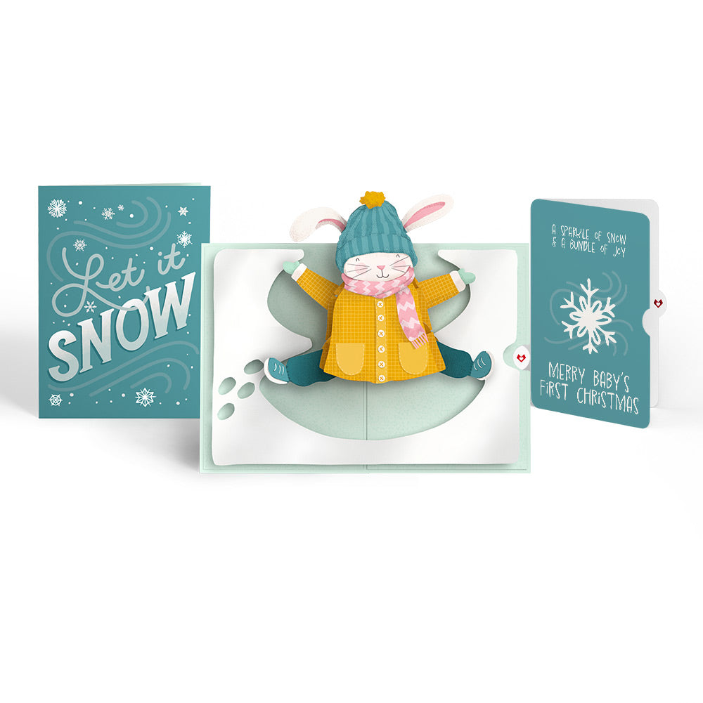 Let It Snow Winter Bunny Pop-Up Card and Snowflake First Christmas Sen ...