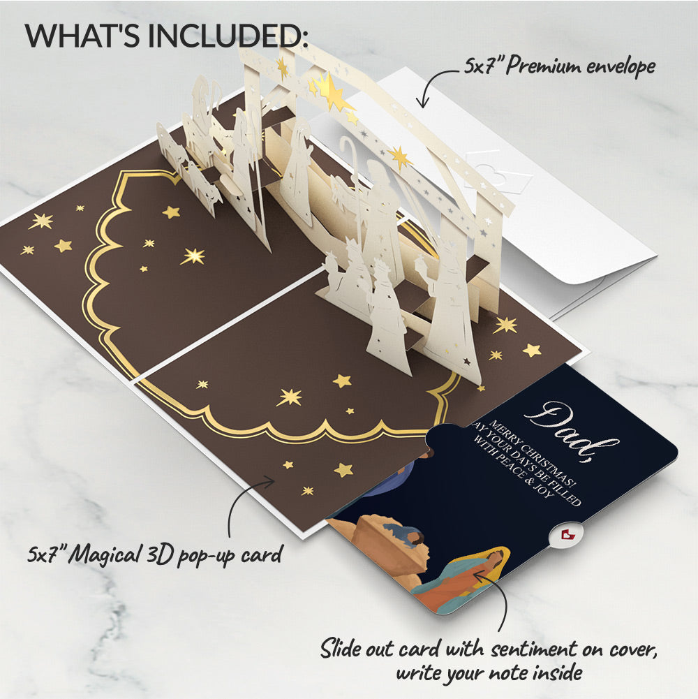 Elegant Nativity Christmas Pop-Up Card and Sentiment Set for Dad – Lovepop
