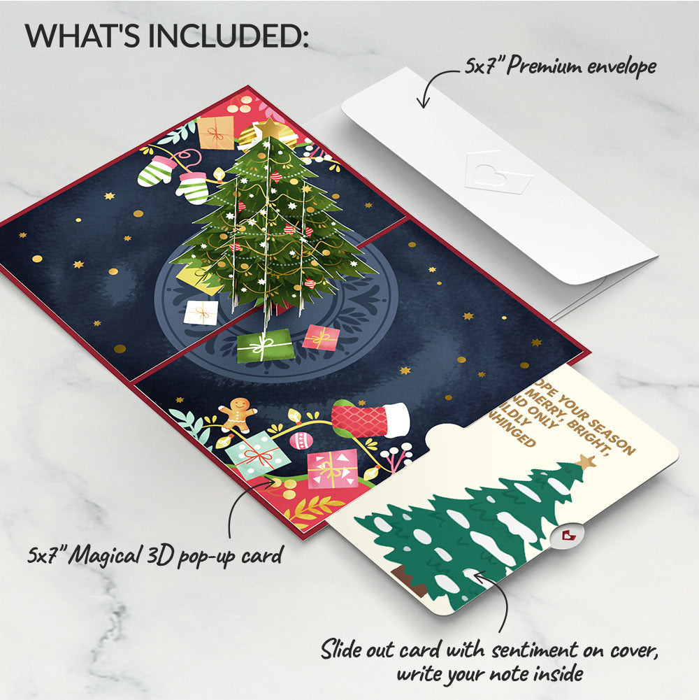 Festive Christmas Tree Pop-Up Card and Blessing Sentiment Set – Lovepop