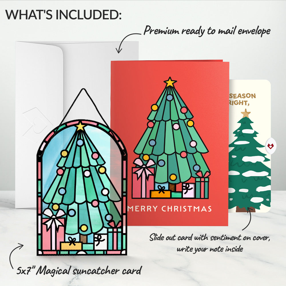 Merry Christmas Tree Suncatcher Card and Blessing Sentiment Set – Lovepop