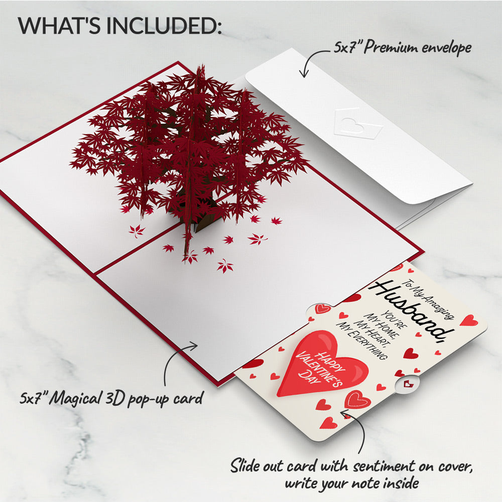 Japanese Maple Valentine Pop-Up Card and Sentiment Set for Husband ...