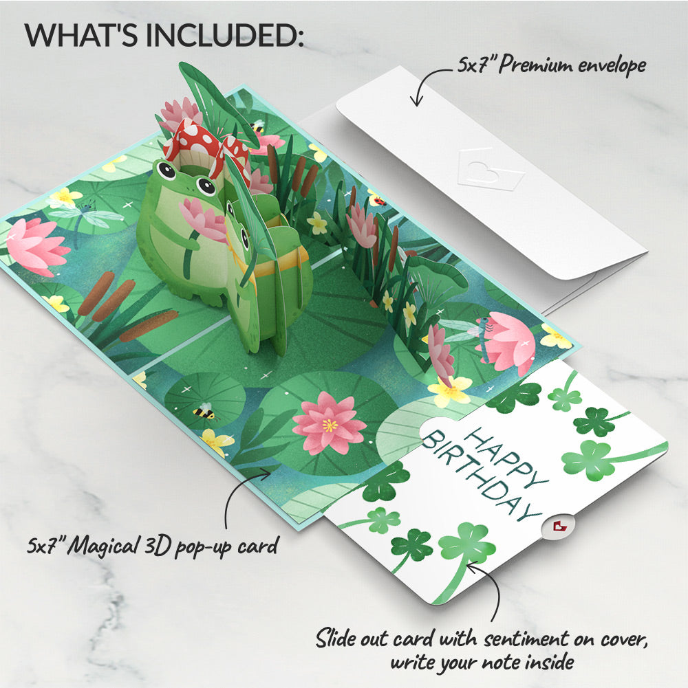 Time Well Spent Frogs Birthday Pop-Up Card and Sentiment Set – Lovepop
