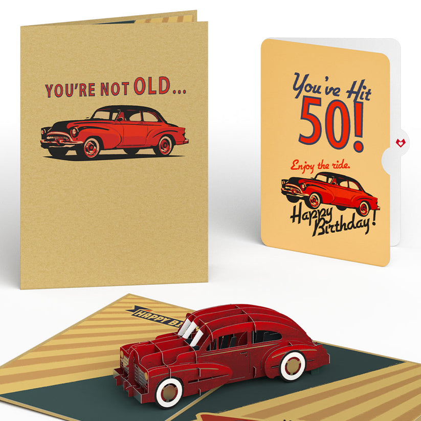 Classic Car 50th Birthday Pop-Up Card and Sentiment Set – Lovepop