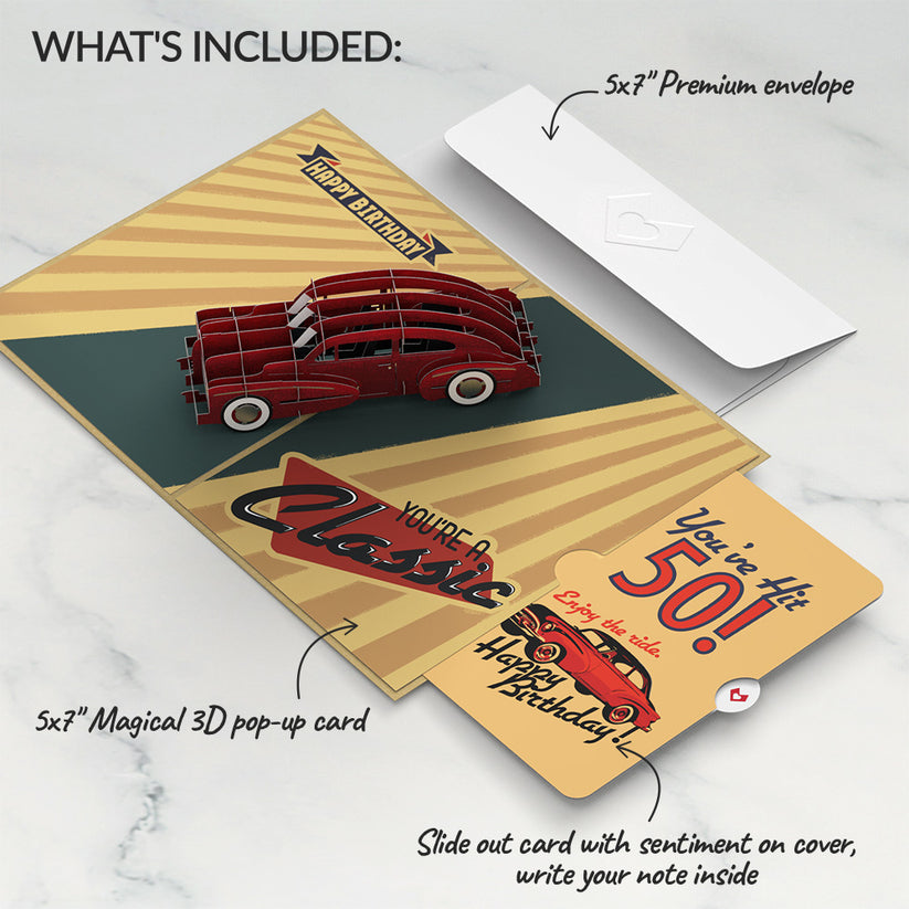 Classic Car 50th Birthday Pop-Up Card and Sentiment Set – Lovepop