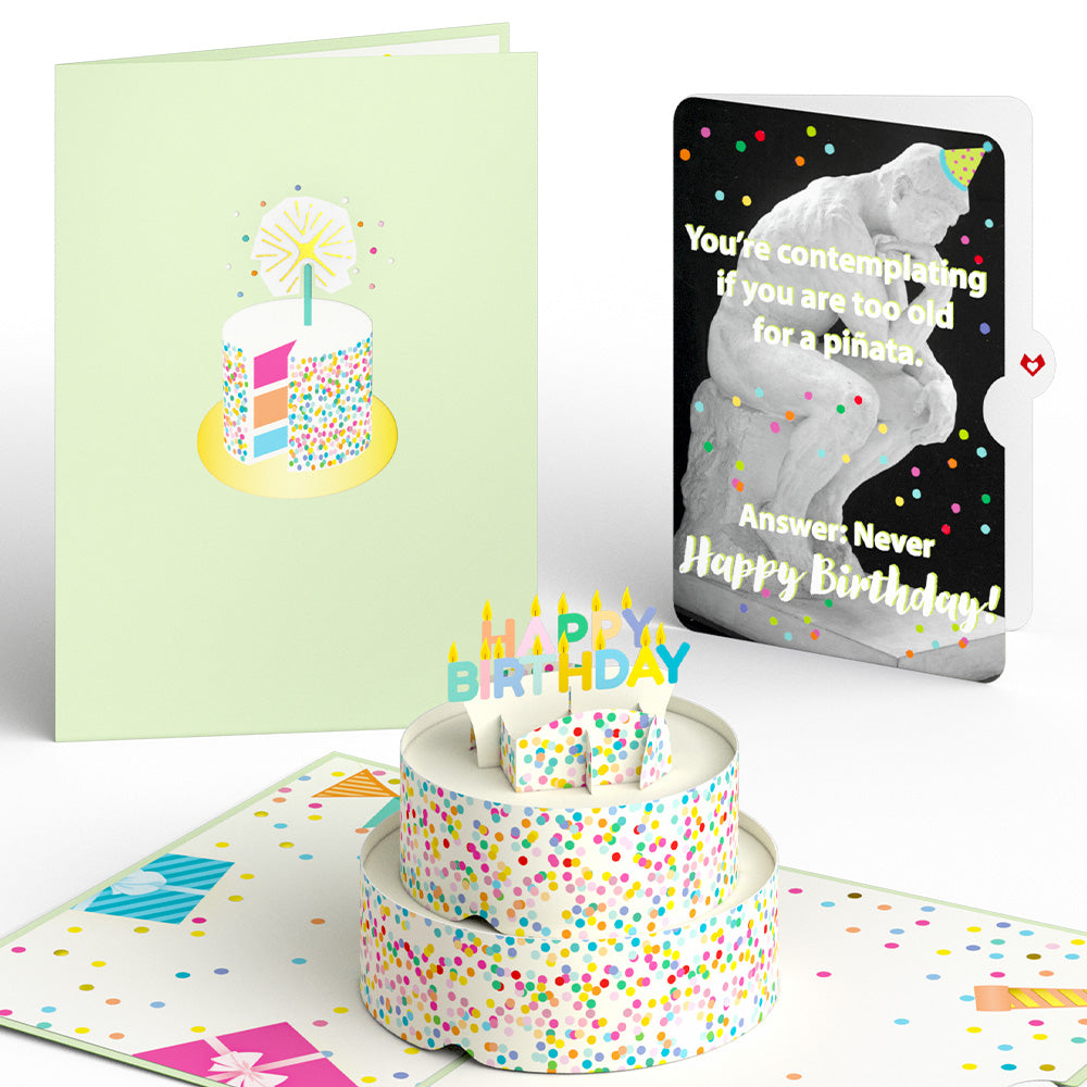 Sprinkles Birthday Cake with The Thinker Pop-Up Card and Sentiment Set ...