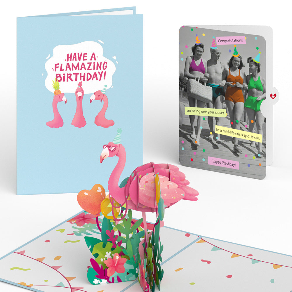 Flamazing Birthday Flamingo Pop-Up Card and Sentiment Set – Lovepop