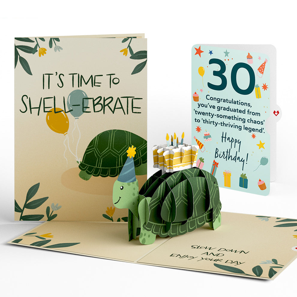 Shell-ebrate 30th Birthday Turtle Pop-Up Card and Sentiment Set – Lovepop