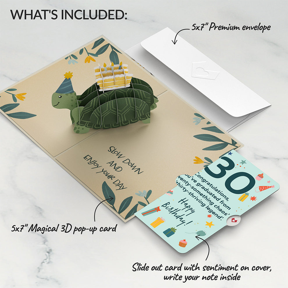 Shell-ebrate 30th Birthday Turtle Pop-Up Card and Sentiment Set – Lovepop
