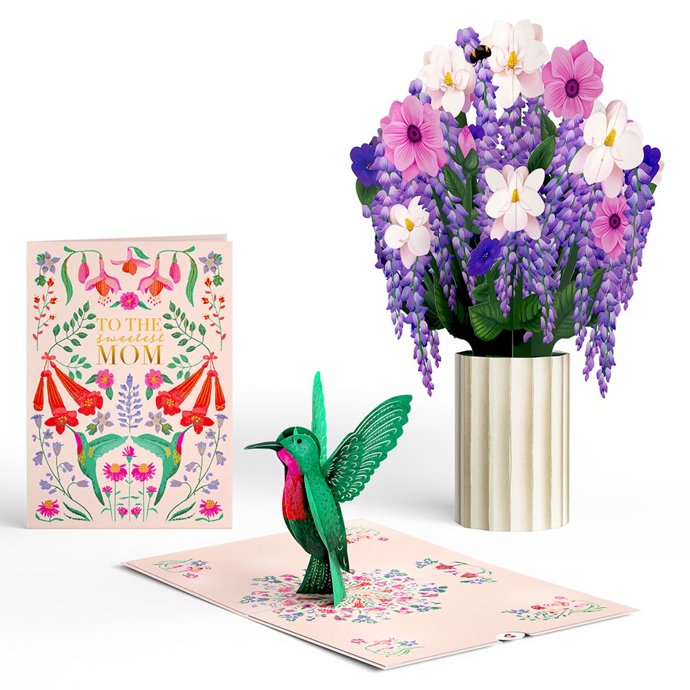 Sweetest Mom Hummingbird Pop-Up Card & Bouquet Bundle – Lovepop