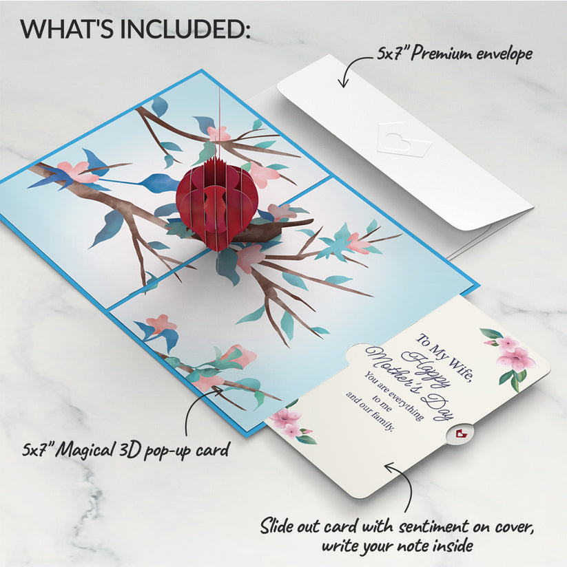 Love Cardinal Mother's Day Pop-Up Card and Sentiment Set for Wife – Lovepop
