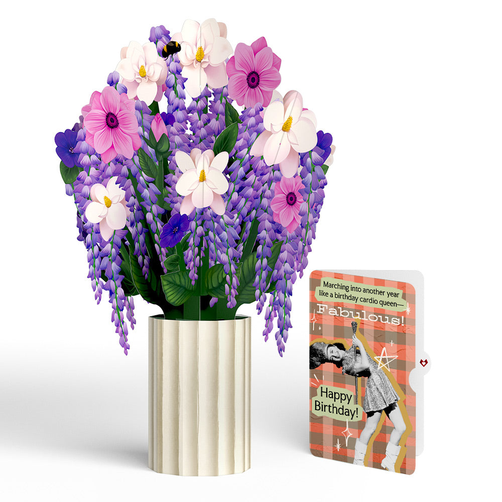 Wisteria Birthday Bouquet and Cardio Queen Sentiment Set – Lovepop