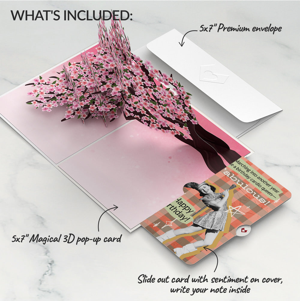 Cherry Blossom Branches in Bloom Birthday Pop-Up Card and Cardio Queen ...