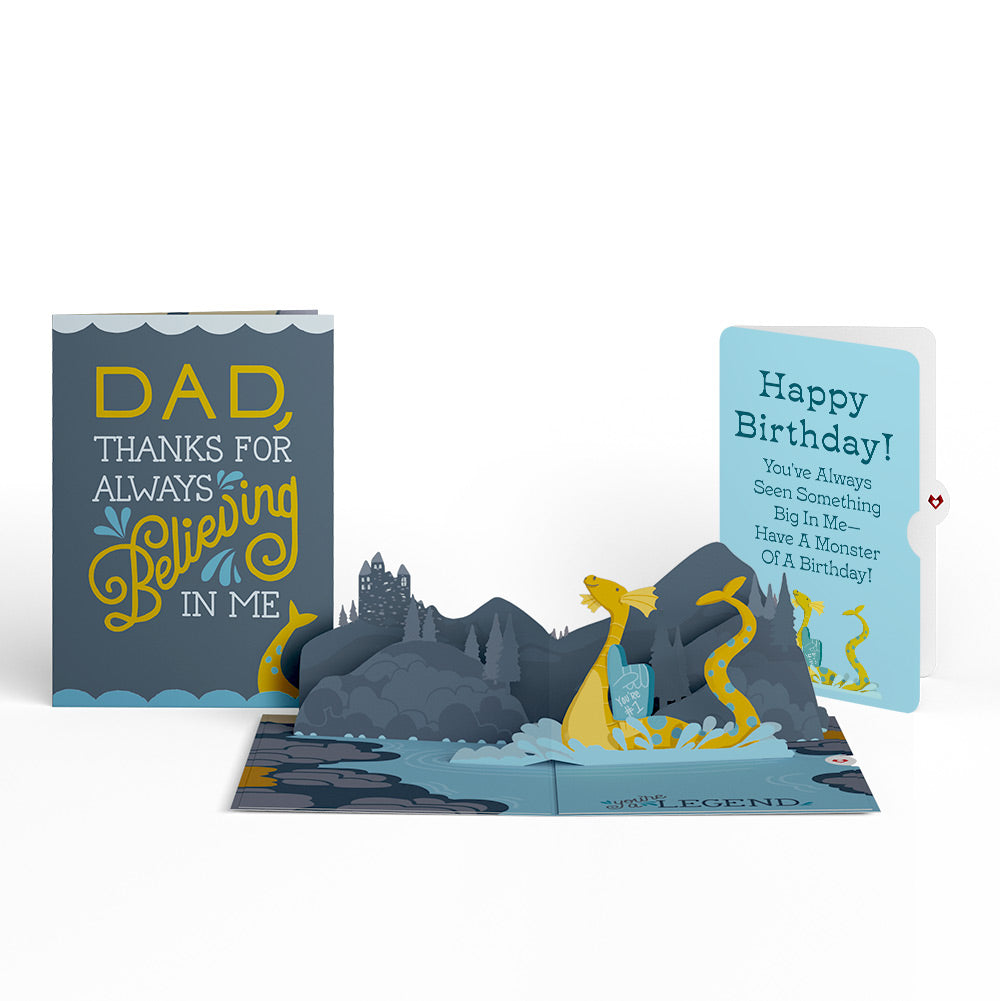 Dad You're a Legend Loch Ness Monster Birthday Pop-Up Card and Sentime ...
