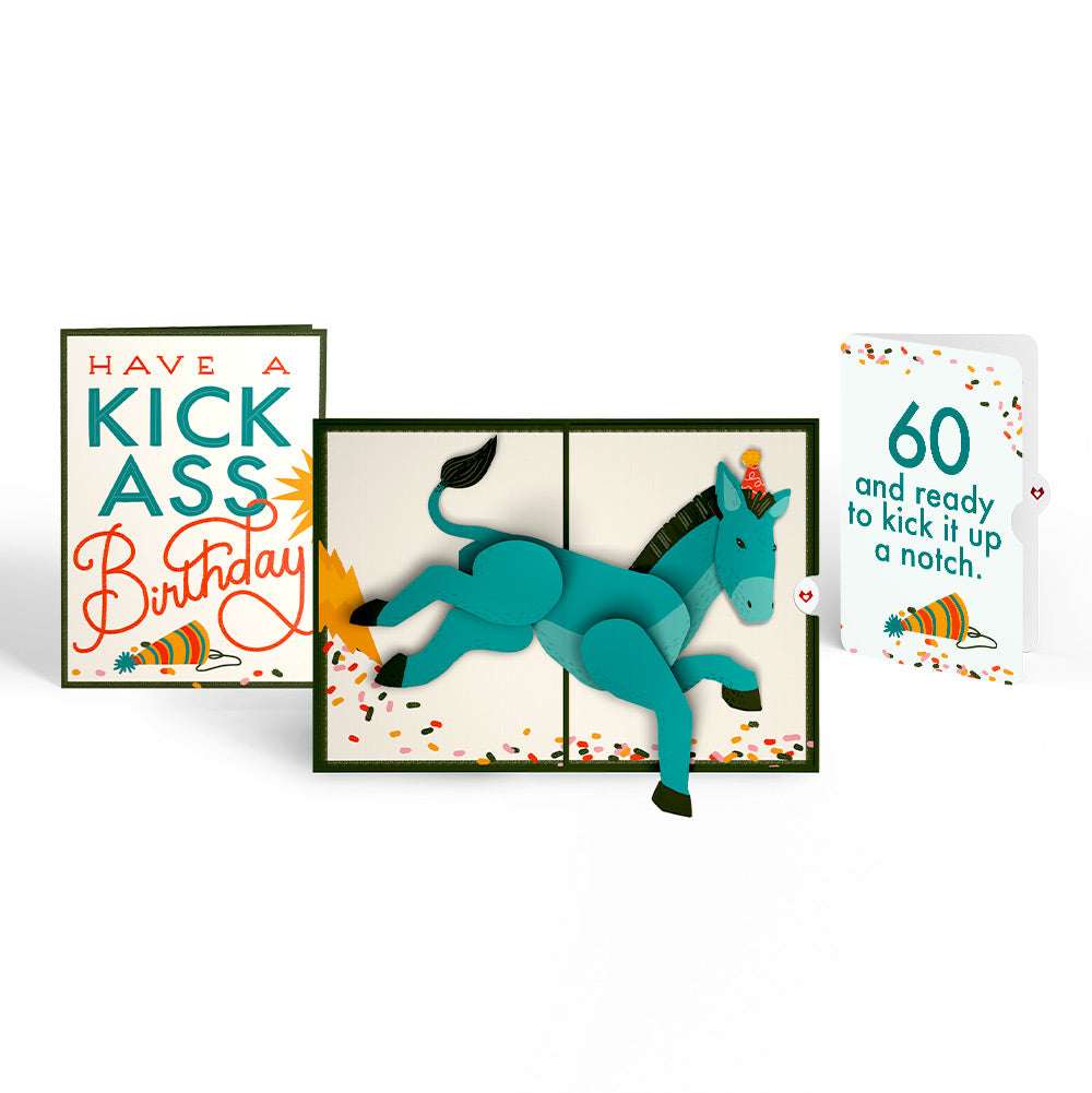 Kick Ass Birthday Pop-Up Card and 60th Kick It Up Sentiment Set – Lovepop