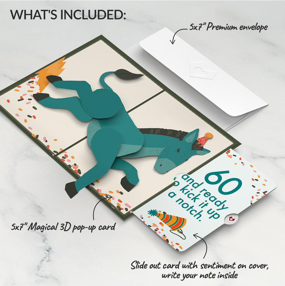 Kick Ass Birthday Pop-Up Card and 60th Kick It Up Sentiment Set – Lovepop