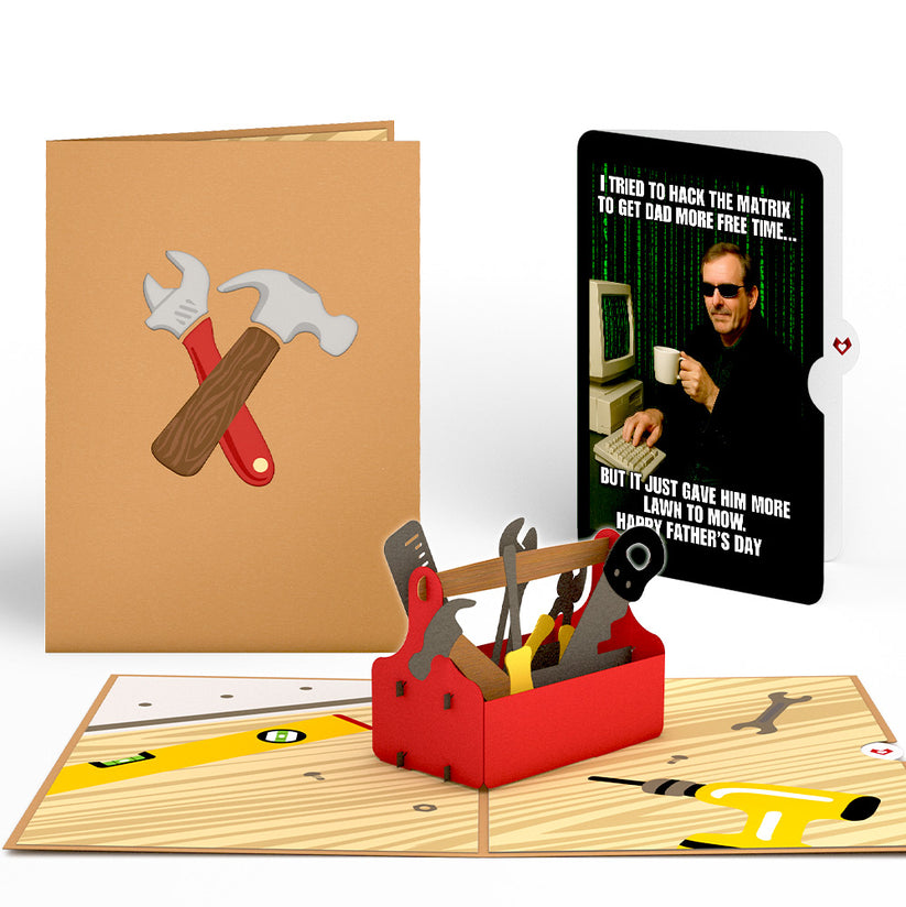 Toolbox Father's Day Pop-Up Card and Matrix Hacker Sentiment Set – Lovepop