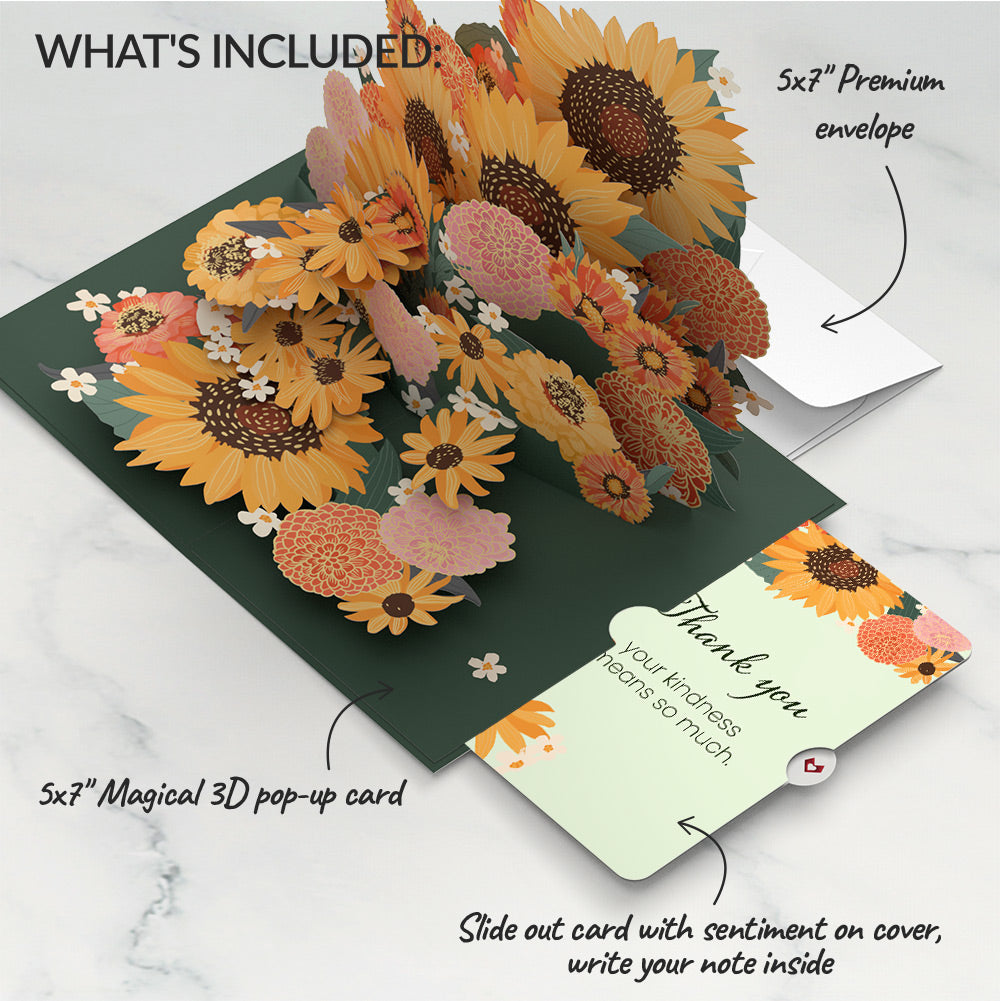 Radiant Sunflowers Thank You Pop-Up Card and Sentiment Set – Lovepop