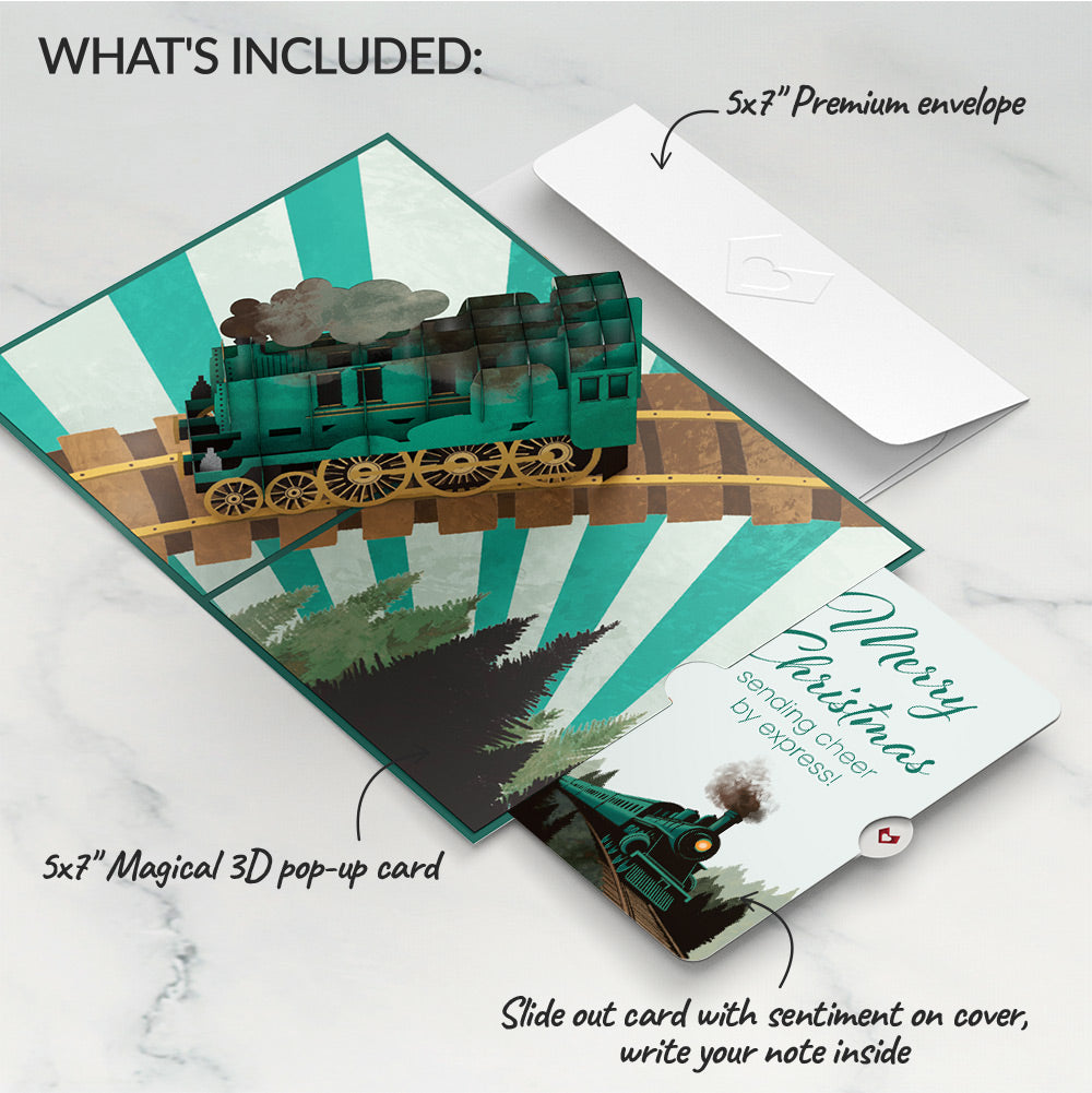 Classic Train Christmas Pop-Up Card and Sentiment Set – Lovepop