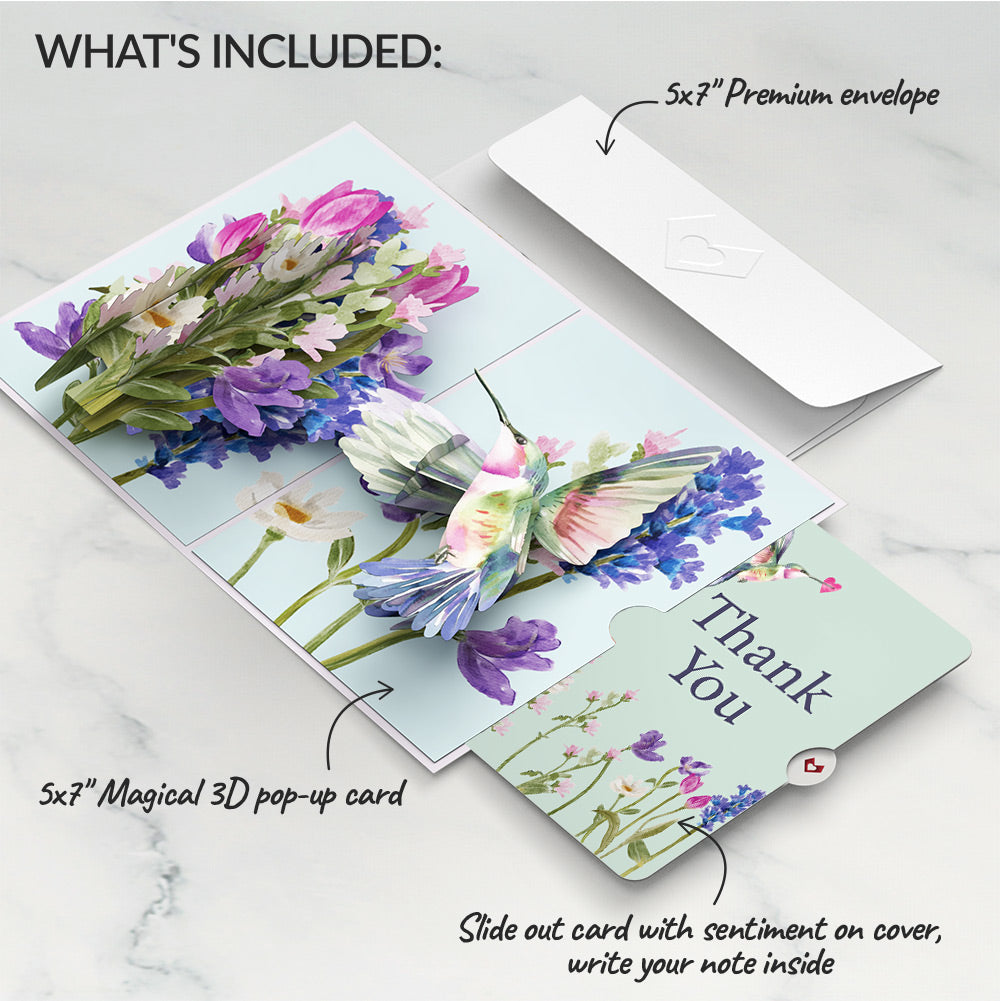 Love in Bloom Hummingbird Thank You Pop-Up Card and Sentiment Set – Lovepop