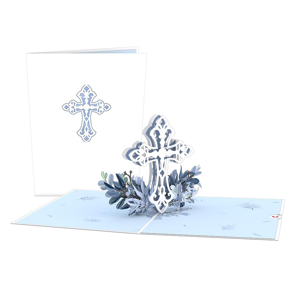 Blue Floral Cross Pop-Up Card – Lovepop