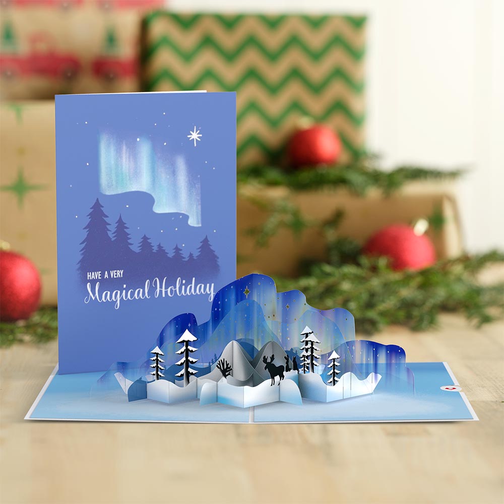 Winter Borealis Scene Pop Up Card | Winter Borealis Card | Lovepop