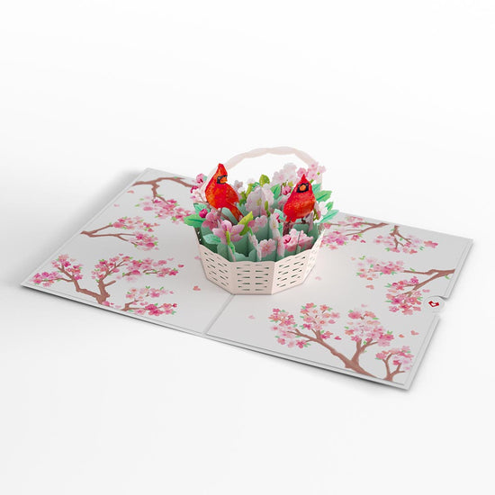 Cherry Blossom Basket with Cardinals Pop-Up Card – Lovepop