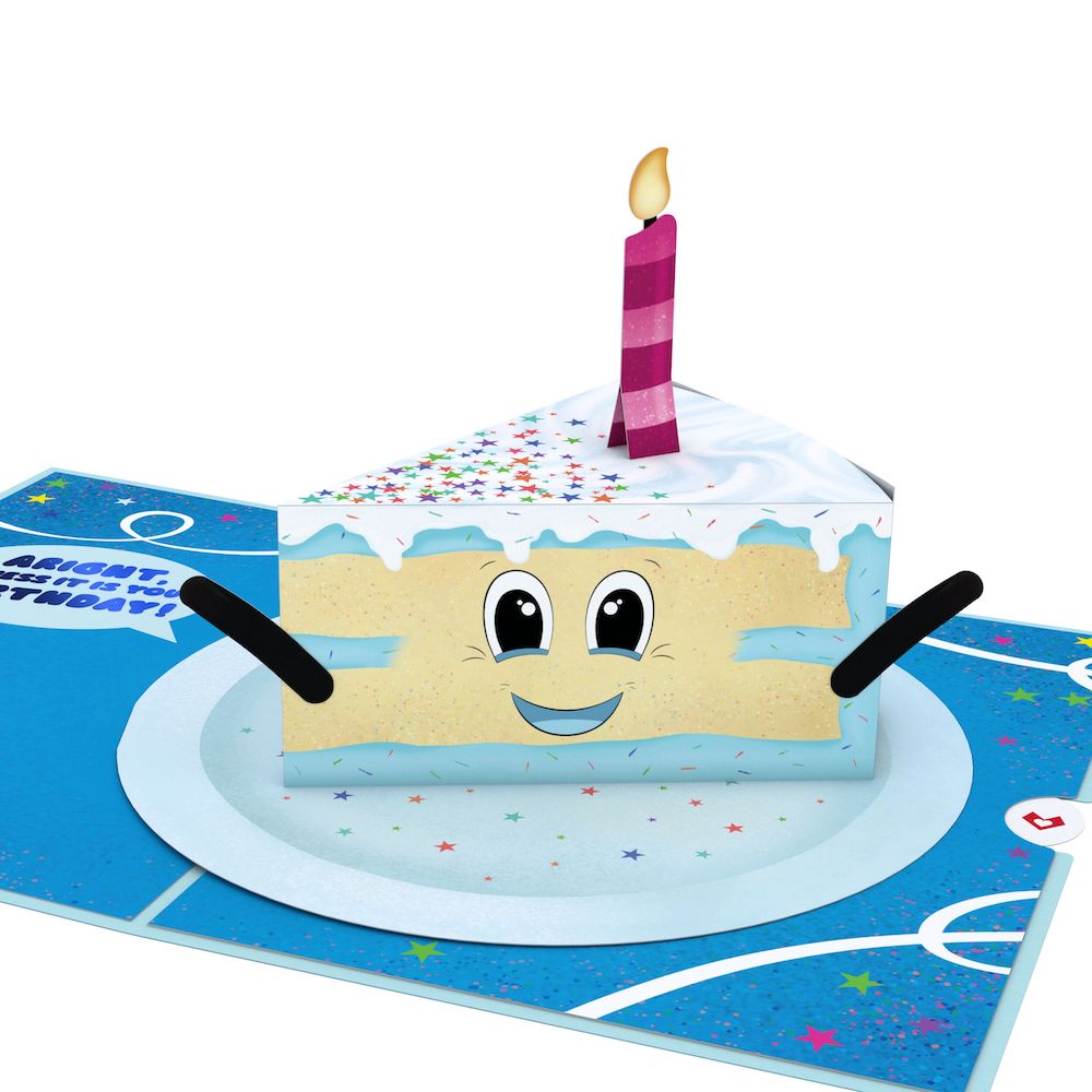 Whimsical Birthday Cake Slice with Space Laser Cats Pop-Up Card and Se ...