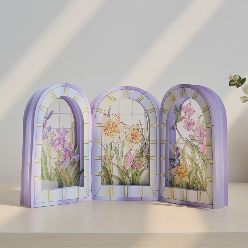 Stained Glass Floral Triptych Pop-Up Gift – Lovepop
